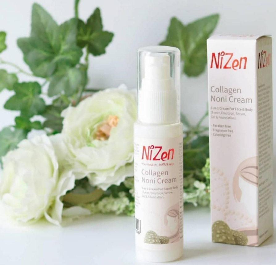 Nizen collagen noni cream is a 5 in 1 face and body cream for soft skin.